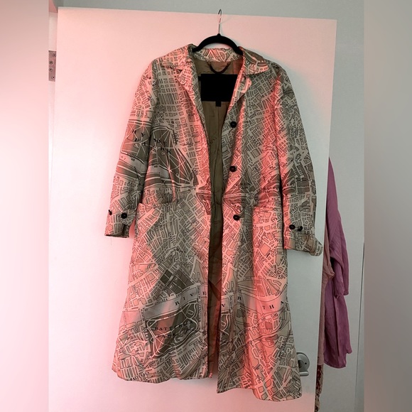 Burberry | Jackets & Coats | Burberry Prosum London Map Silk Coat Rare ...